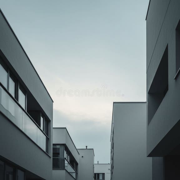 Modern, Minimalist Architectural Scene Featuring Several Rectangular ...