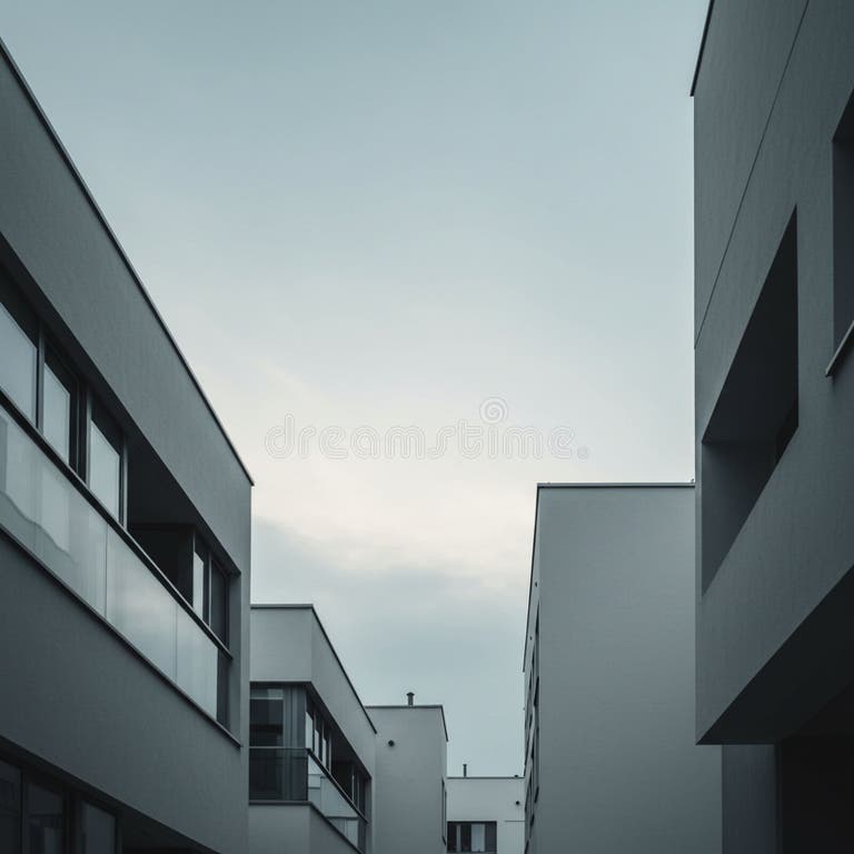 Modern, Minimalist Architectural Scene Featuring Several Rectangular ...