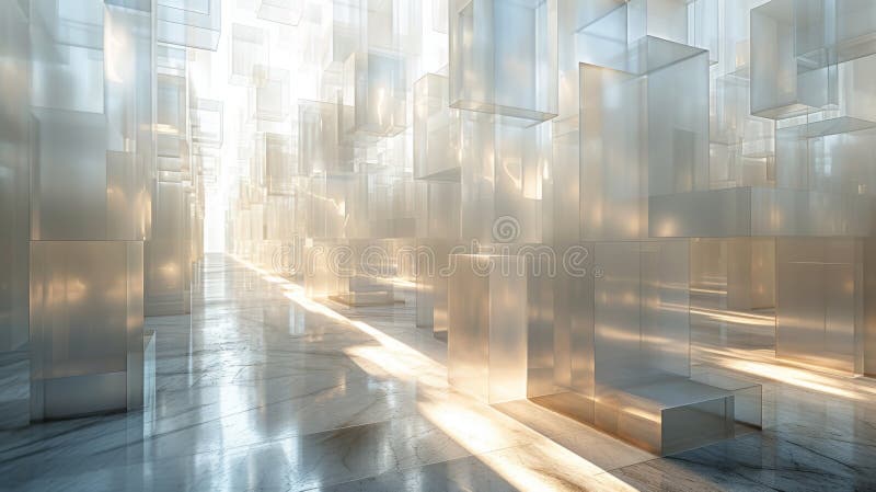 Luminous Glass Architecture Stock Illustration - Illustration of airy ...