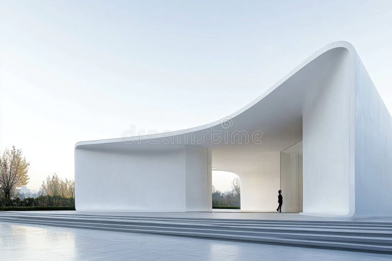 A Modern, Minimalist Architectural Structure with Smooth Curves and ...
