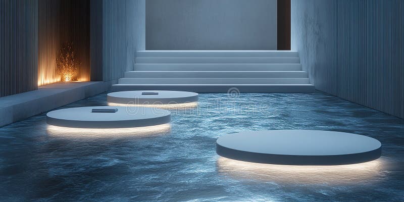 Modern Minimalist Architecture Features Illuminated Circular Platforms ...