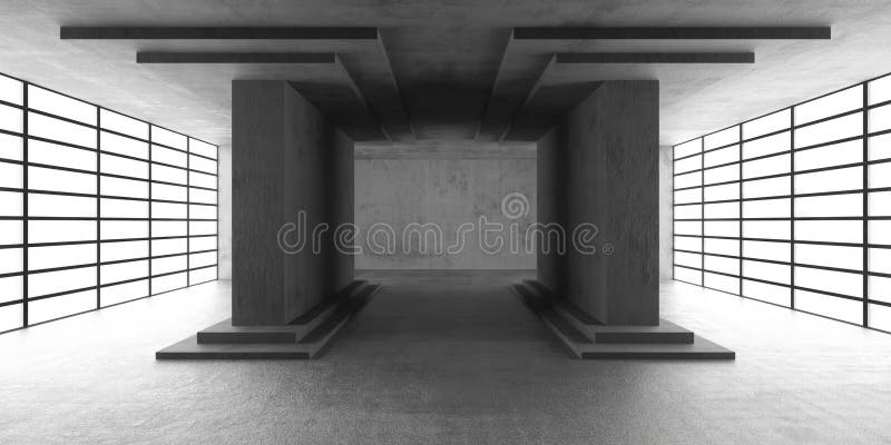 Modern Minimalist Architecture with Geometric Symmetry in Concrete Room ...