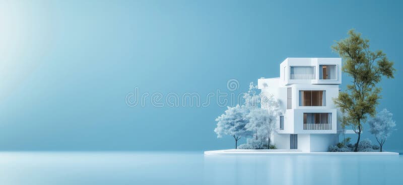 Modern Minimalist Architecture with White Geometric House Surrounded by ...