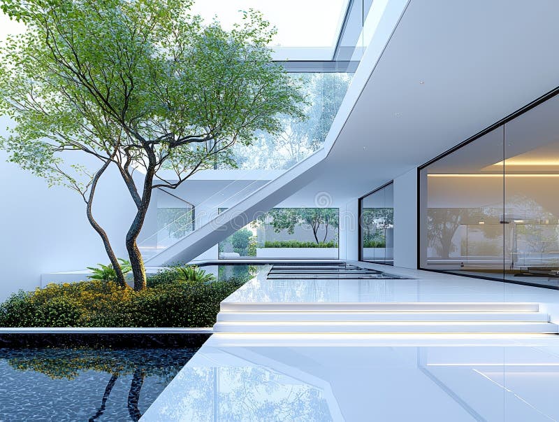 Modern Minimalist Architecture with Zen Garden and Reflection Pool ...