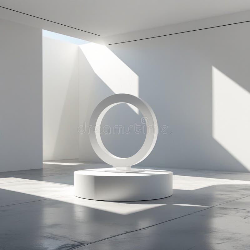 Modern Minimalist Atrium with Circular Void Sculpture and Angular ...