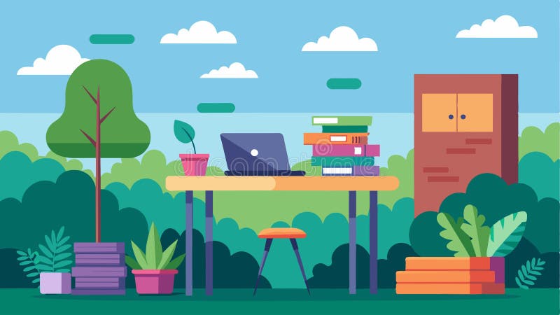 A Modern Minimalist Backyard Workspace with a Standing Desk and a ...