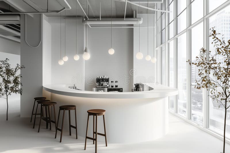 Modern Minimalist Bar Interior Design Stock Illustration - Illustration ...