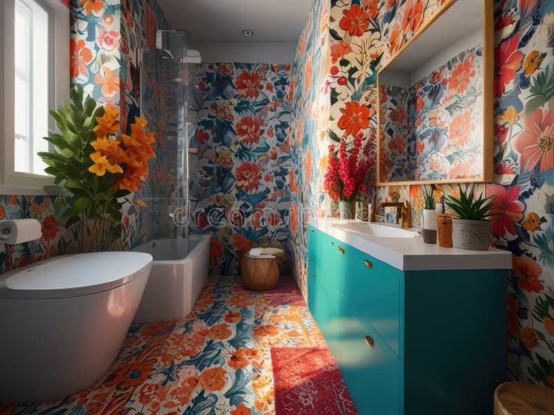 Modern Minimalist Bathroom Interior in Bright Color Palette Stock Photo ...