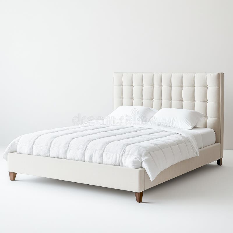 Modern Minimalist Bed Frame with Elegant Upholstered Headboard and ...