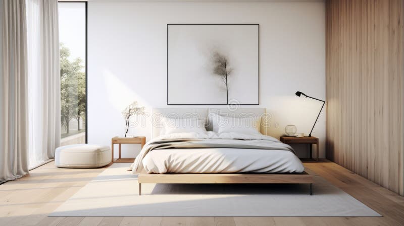 A Modern, Minimalist Bedroom with Clean Lines for a Sleek Look Stock ...