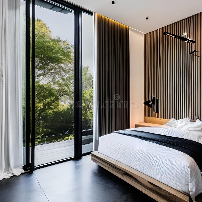 13 a Modern, Minimalist Bedroom with a Low Platform Bed, a Mix of Black ...