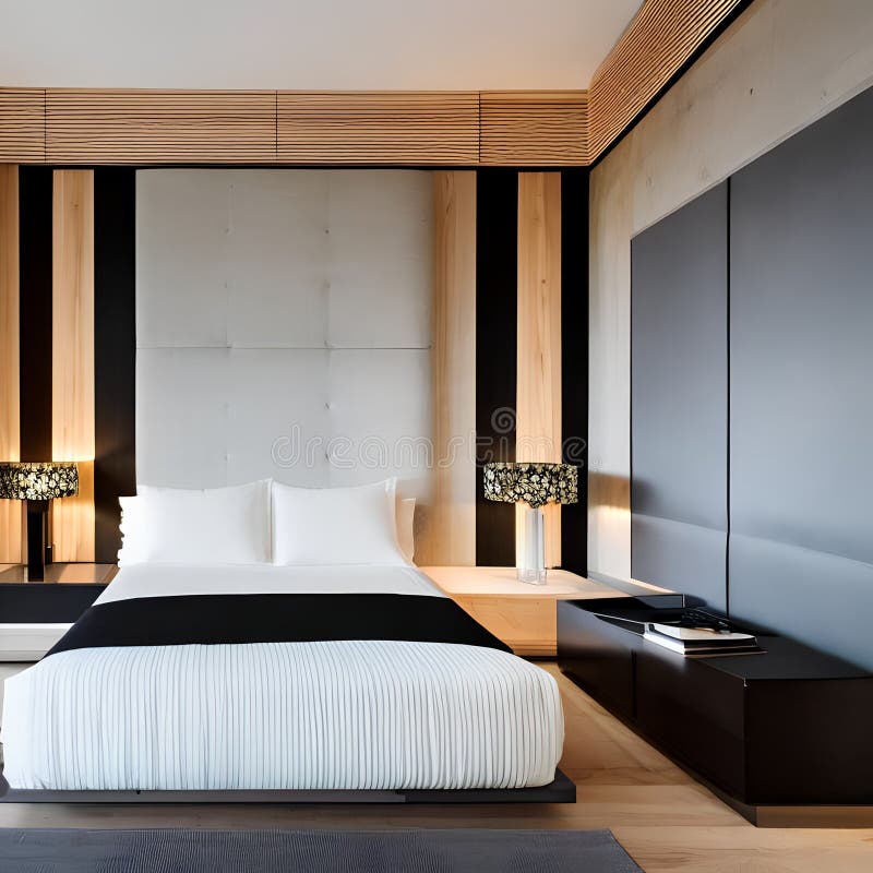 13 a Modern, Minimalist Bedroom with a Low Platform Bed, a Mix of Black ...