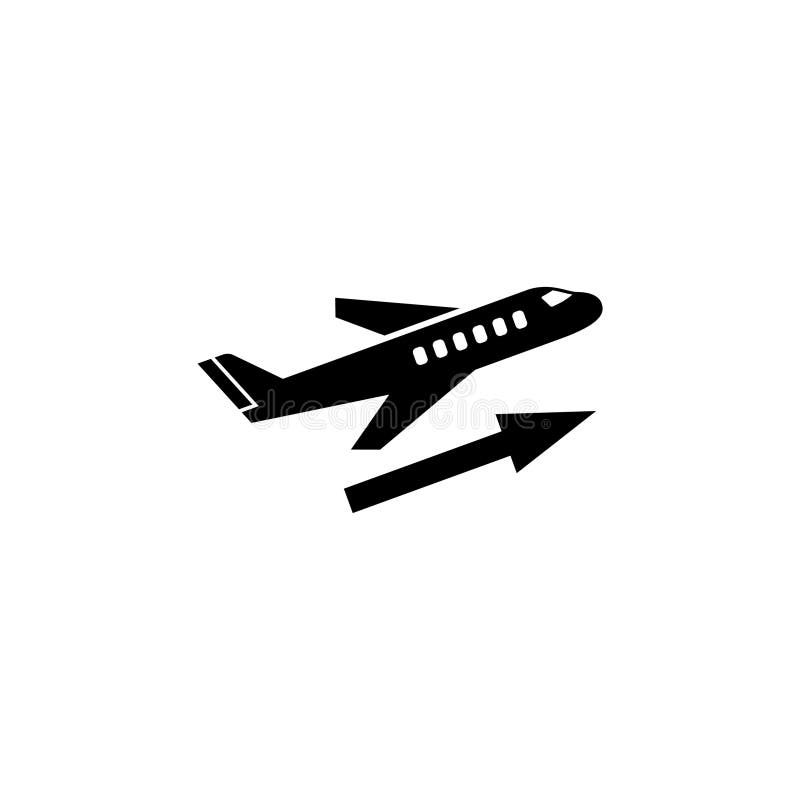 Modern, Minimalist Black and White Airplane Icon with Dynamic Arrow ...