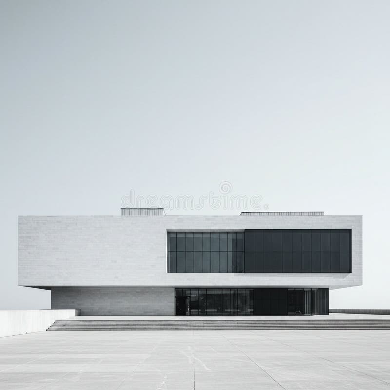 Modern Minimalist Building with a Rectangular Design, Featuring a Large ...