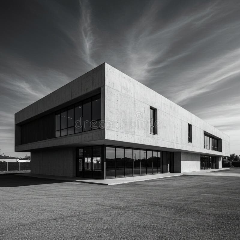 Modern, Minimalist Building with a Rectangular Shape and Sharp Angles ...