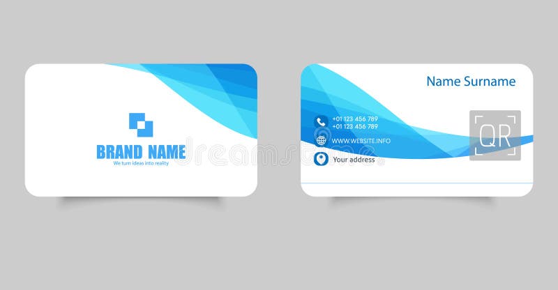 Modern Minimalist Business Card Template with Waves in Design. Stock ...