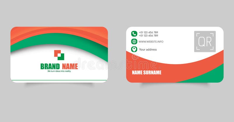 Modern Minimalist Business Card Template with Waves in Design. Stock ...