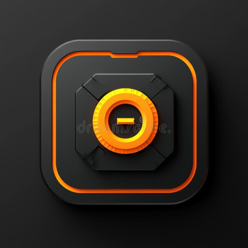 Modern Minimalist Button Icon with Bright Orange and Black Design Stock ...