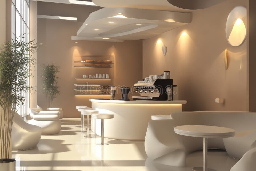 Modern Minimalist Cafe Interior Stock Image - Image of hospitality ...