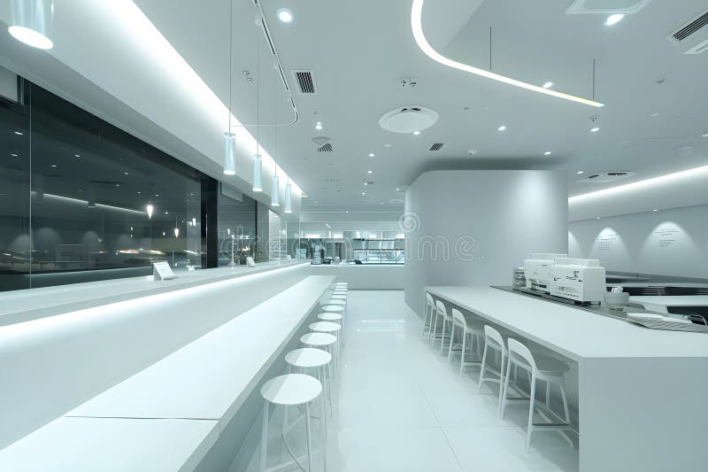 Modern Minimalist Cafe Interior Design, Exploring Clean Lines, Sleek ...