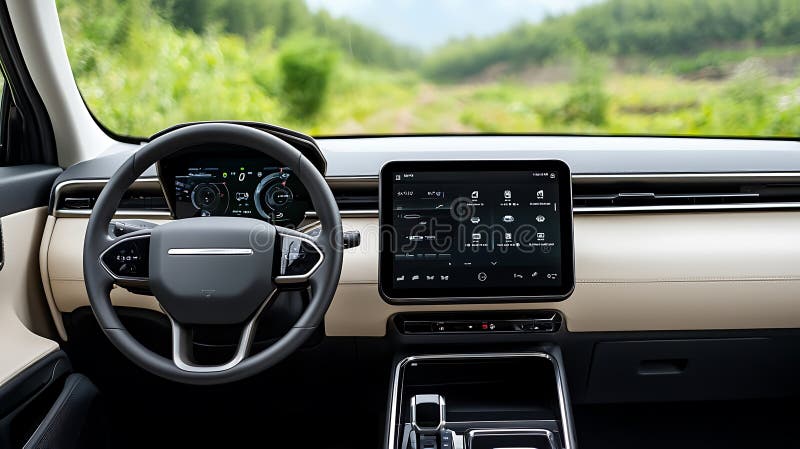 Modern Minimalist Car Dashboard Interior Stock Illustration ...