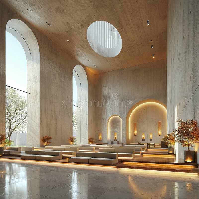 Modern Minimalist Chapel with Simple Architectural Lines and Natural ...