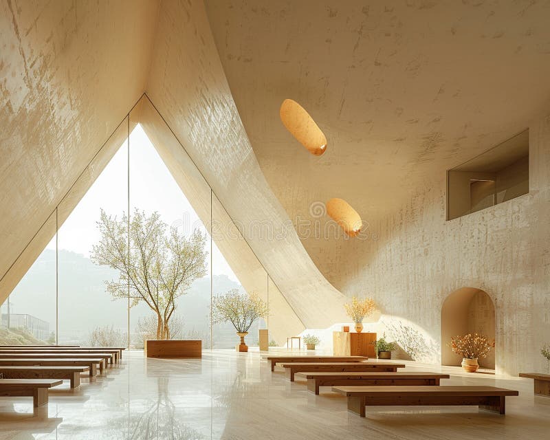 Modern Minimalist Chapel with Simple Architectural Lines and Natural ...