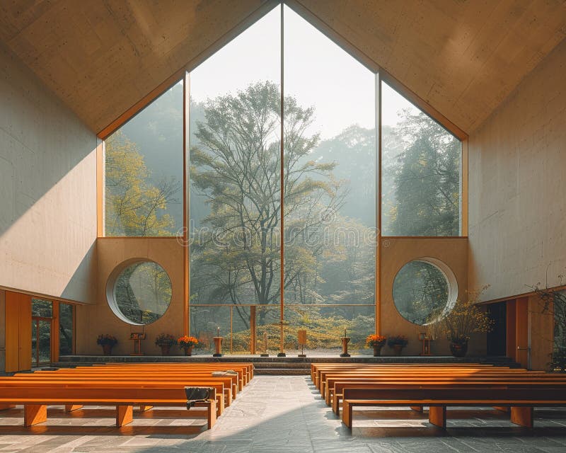 Modern Minimalist Chapel with Simple Architectural Lines and Natural ...