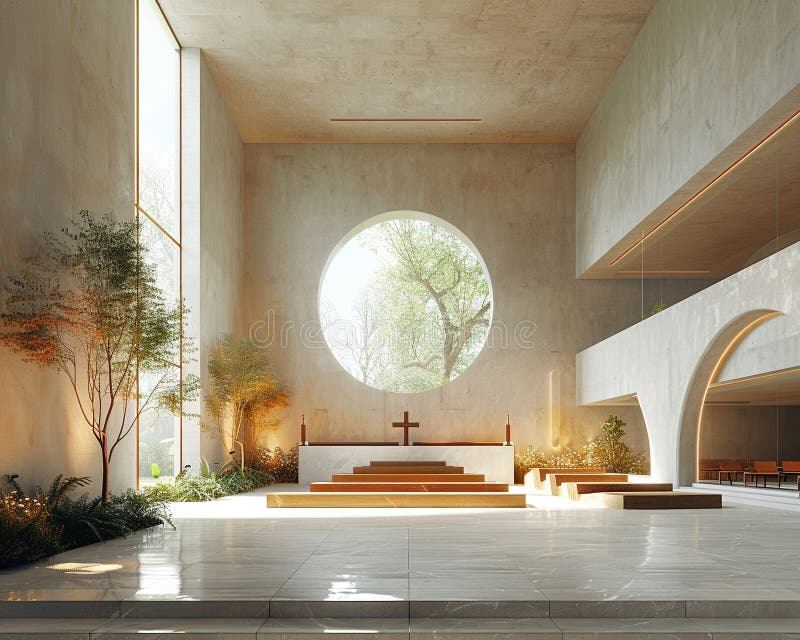 Modern Minimalist Chapel with Simple Architectural Lines and Natural ...