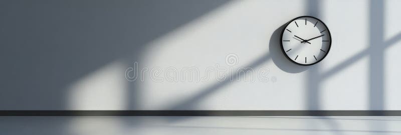 Modern Minimalist Clock Casting Shadows on Wall Surface Stock ...