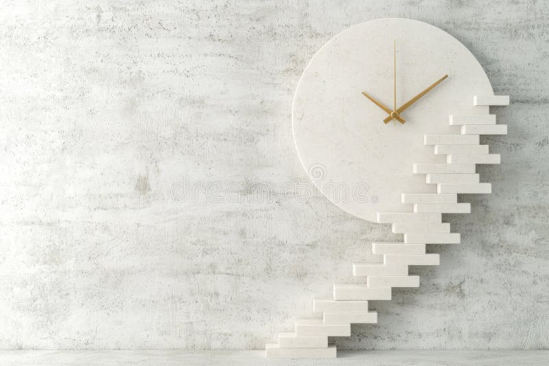 Modern Minimalist Clock Design with Abstract Stairs Stock Illustration ...