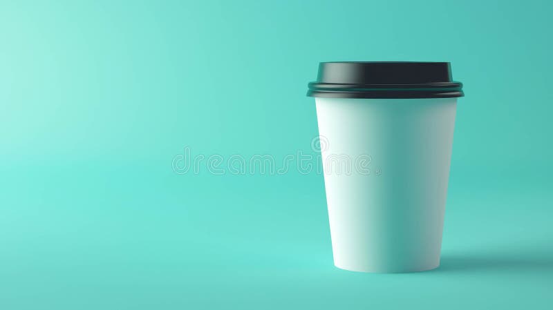 Modern Minimalist Coffee Cup on Turquoise Background Design for Print ...