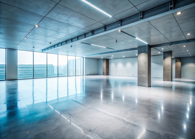 Modern Minimalist Concrete Interior Design an Empty Studio with ...