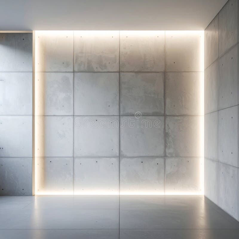 Modern Minimalist Concrete Room with LED Lighting Stock Illustration ...