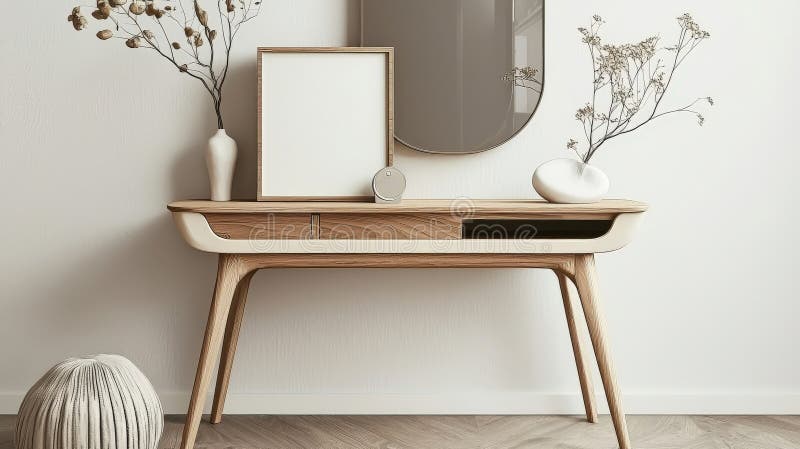 Modern Minimalist Console Table with Decor Stock Illustration ...