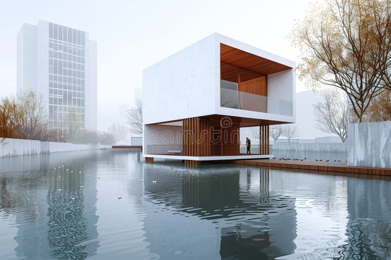 Modern Minimalist Cube House with White Walls and Timber Cladding ...