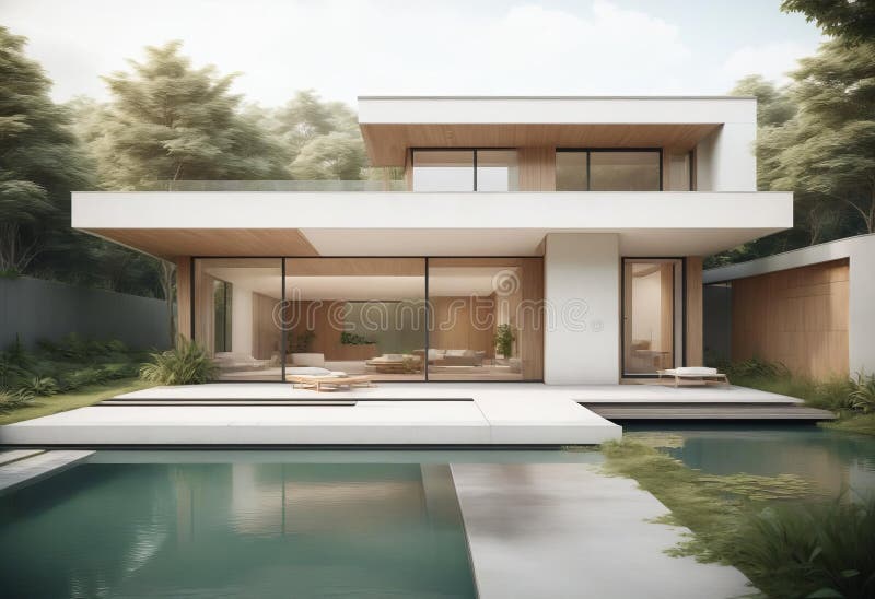 A Modern, Minimalist 3D House with Clean Lines Stock Illustration ...