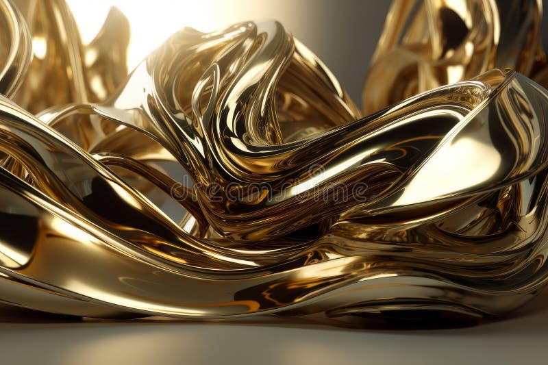 Modern Minimalist 3D Render: Gold & Brass Twisted Waves in Unreal ...