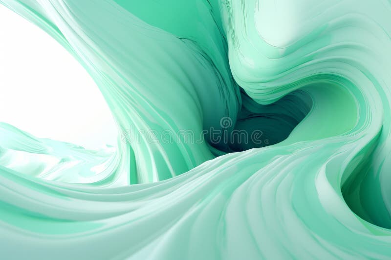 Modern Minimalist 3D Render: Twisted Waves in Sky Blue and Bright Gree ...