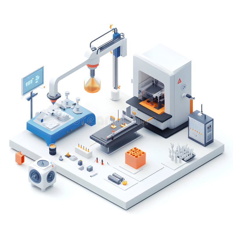 Modern, Minimalist Depiction of a Futuristic Fabrication Lab Stock ...