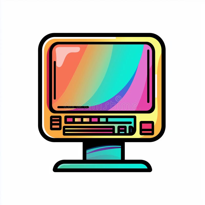 Computer Screen Machine Logo Vector Icon Design Graphic for Digital and ...