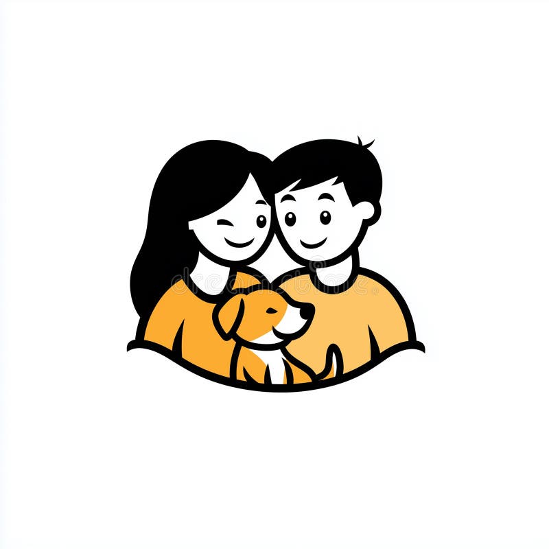 Couple with Dog Logo Vector Icon Design Graphic for Digital and Print ...