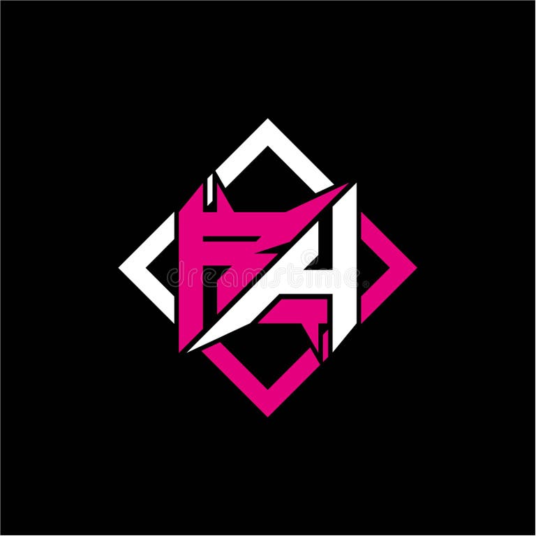 Modern Minimalist Design with Letter R H Initials and Rectangular Frame ...