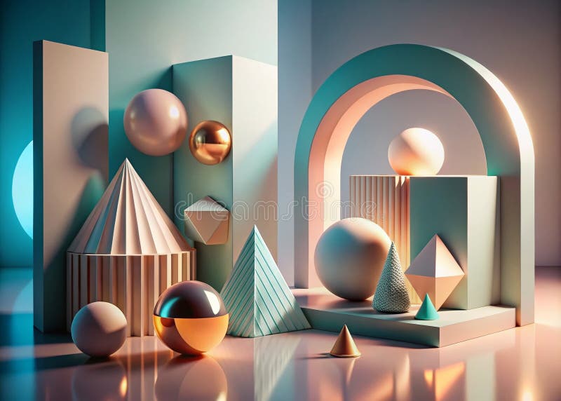 Modern Minimalist Design Stunning 3D Render of Abstract Geometric ...