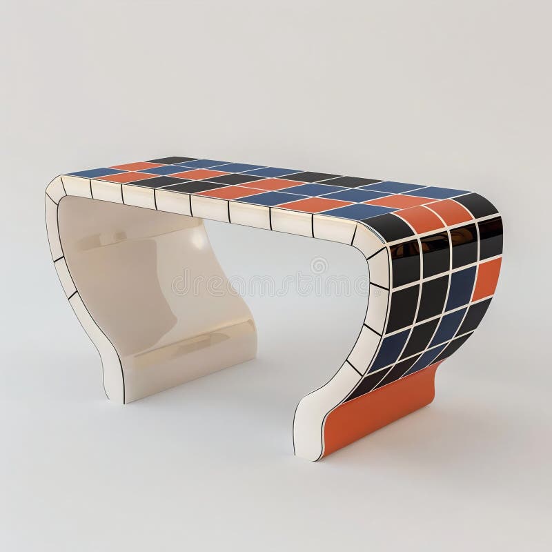 A Modern, Minimalist Desk with a Geometric Design and Checkered Pattern ...