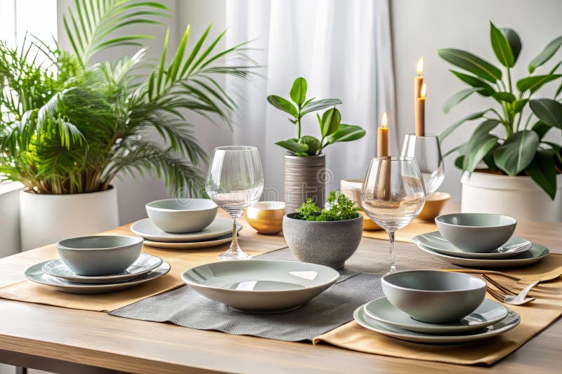 Modern Minimalist Dining Room Design a Long CleanLined Table Against a ...