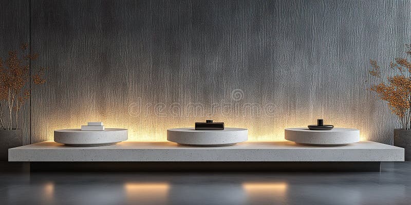 Modern Minimalist Display Featuring Elegant Round Sculptures with ...