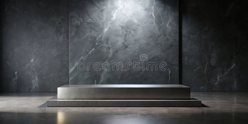 Modern Minimalist Display Platform with Dark Stone Wall. Generative AI ...
