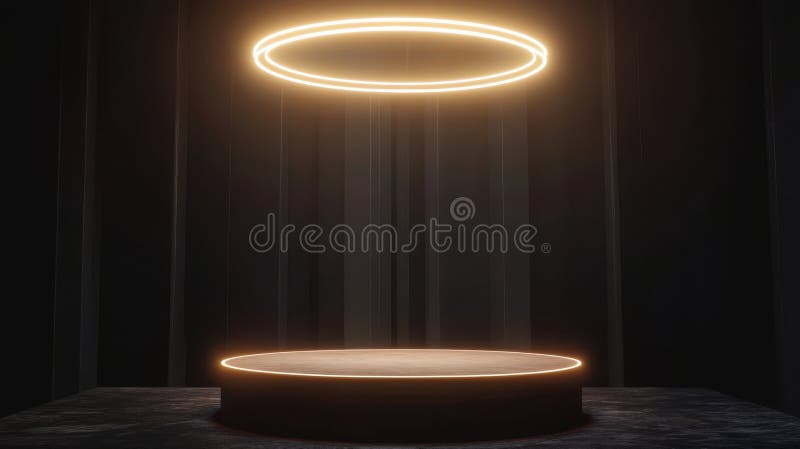 Modern Minimalist Display Plinth with Neon Halo Light Stock Image ...