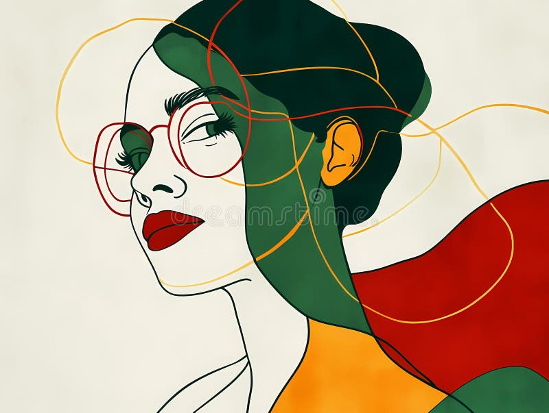 Modern Minimalist Drawing of a Female Face Stock Illustration ...